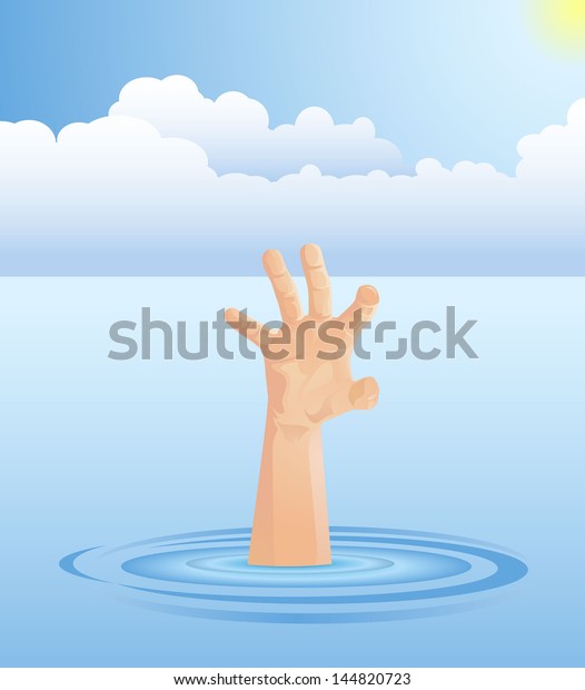 Hand Person Drowning Stock Vector (Royalty Free) 144820723