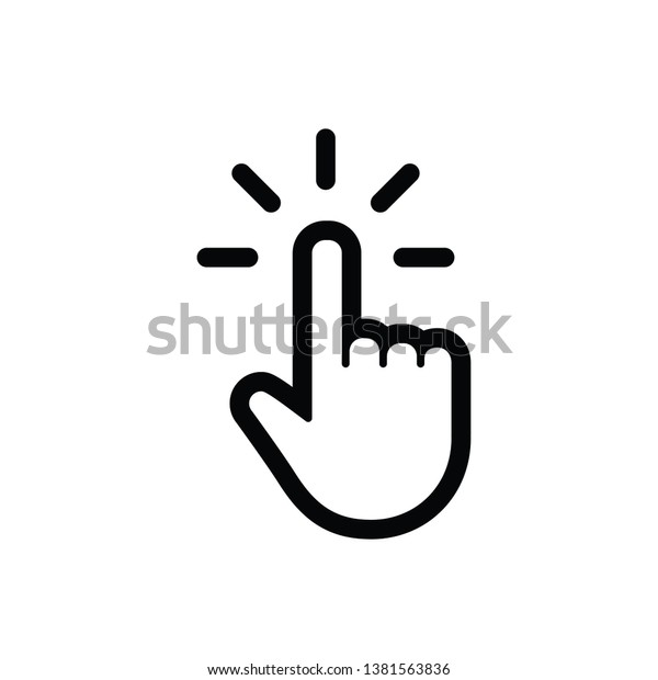 Puntero de mano, haciendo clic en el icono. Haga clic en vector de dedo.