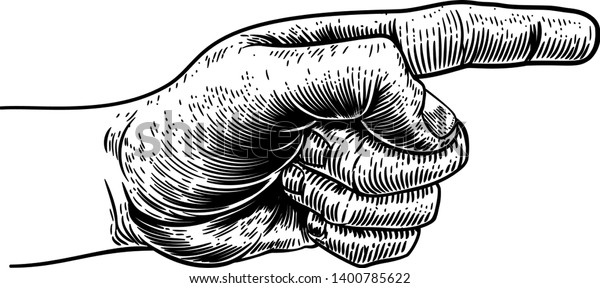 Hand Pointing Finger Direction Sign Vintage Stock Vector (Royalty Free ...