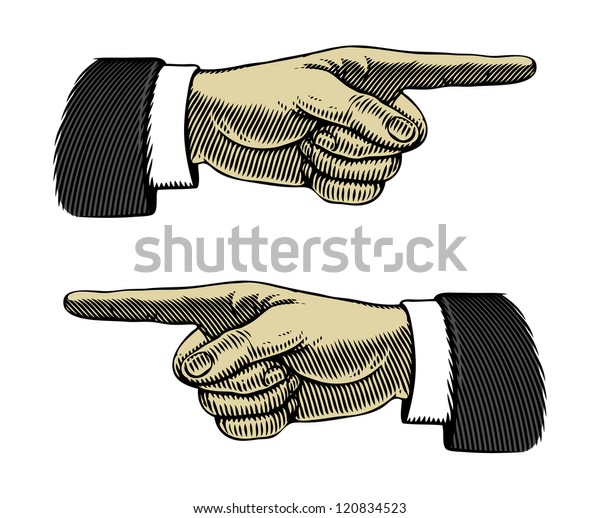 Hand met wijzende vinger naar links en rechts