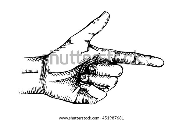 Hand Pointing Finger Sign Direction Vintage Stock Vector (Royalty Free ...