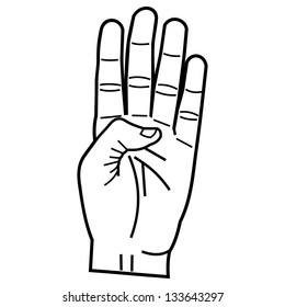 Hand Pointing Four Fingers Linear Style: เวกเตอร์สต็อก (ปลอดค่า ...