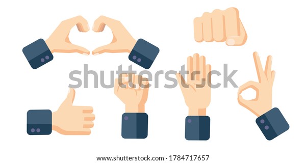 Hand Position Set Hand Gestures Icons Stock Vector (Royalty Free ...