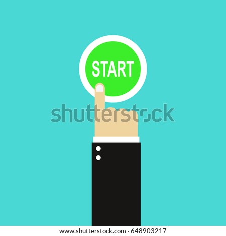 Hand Pressing Green Button Start เวกเตอร์สต็อก (ปลอดค่าลิขสิทธิ์ ...