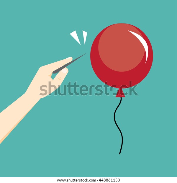 Hand Pricking Red Balloon Sharp Needlevector Stock Vector (Royalty Free ...