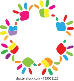 Hand Print Circle Background Stock Vector (Royalty Free) 735031126 ...