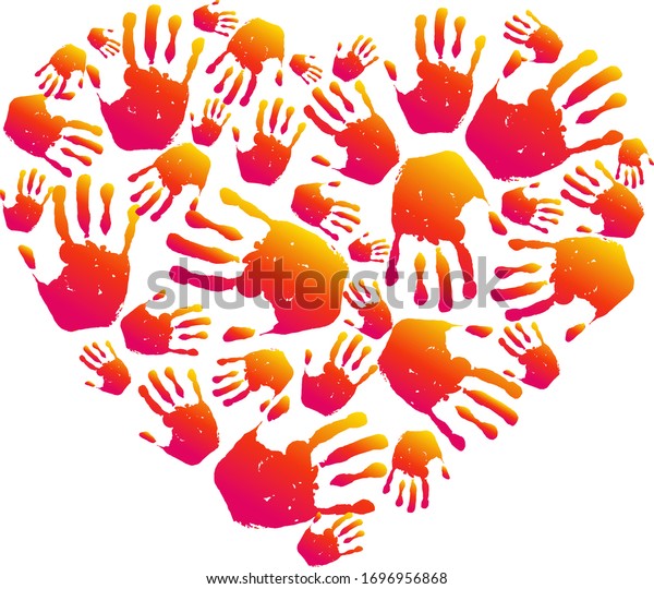 Hand Print Heart Isolated White Background Stock Vector (Royalty Free ...