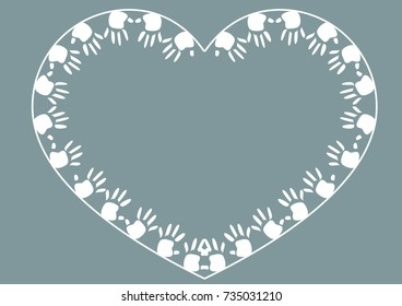Hand Print Heart Shape Background Stock Vector (Royalty Free) 735031210 ...