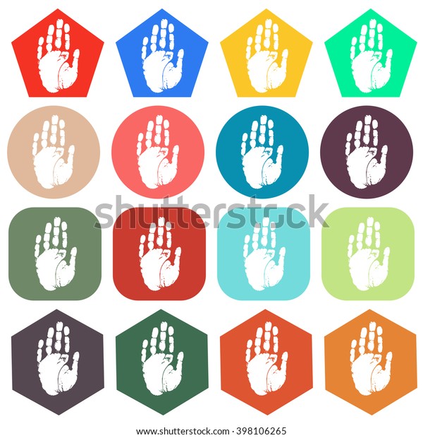 Hand Print Icon Set Hand Stamp Stock Vector (Royalty Free) 398106265 ...