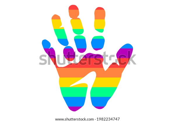 Hand Print Rainbow Colors On White Stock Vector Royalty Free