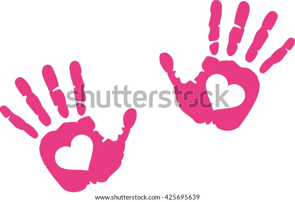 Hand Prints Heart Stock Vector (Royalty Free) 425695639