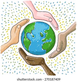 Hand Protecting World Environment Protection Vector Stock Vector ...