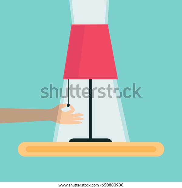 Hand Pulling Light Switch On Lamp Stock Vector (Royalty Free) 650800900 ...