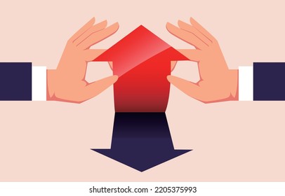 Hand Pulling Upward Arrow Ground Concept Stock Vector (Royalty Free ...