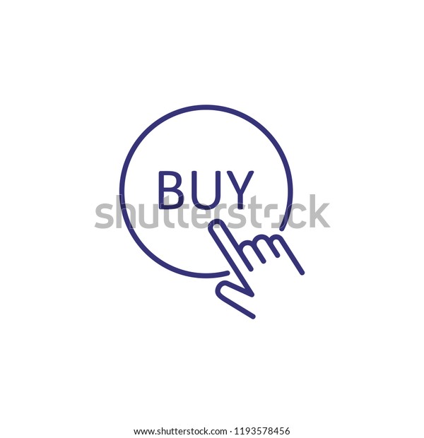 Hand Pushing Buy Button Line Icon Stock Vector (Royalty Free ...