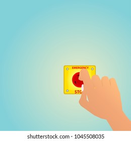 Hand Pushing On Emergency Stop Button Stock Vector (Royalty Free ...