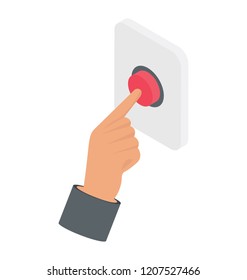 Hand Pushing Red Button Emergency Stop Stock Vector (Royalty Free ...