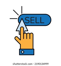 Hand Pushing Sell Button Icon Stock Vector (Royalty Free) 2190134999 ...
