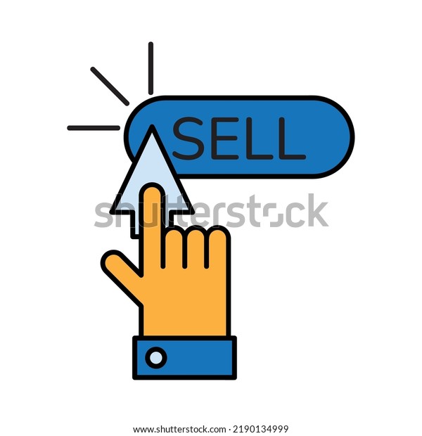 Hand Pushing Sell Button Icon Stock Vector (Royalty Free) 2190134999 ...