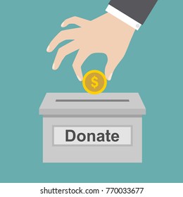 Hand Putting Coin Donation Box Stock Vector (Royalty Free) 770033677 ...