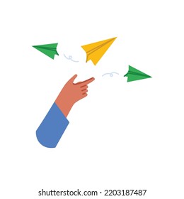 Hand Raise Paper Plane Digital Marketing Stock Vector (Royalty Free ...