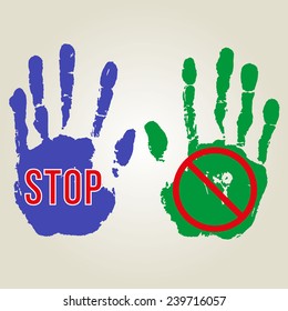 Hand Raised Stop Sign Painted Stock Vector (Royalty Free) 239716057 ...