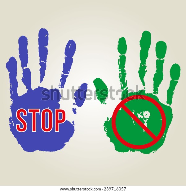 Hand Raised Stop Sign Painted Stock Vector (Royalty Free) 239716057 ...