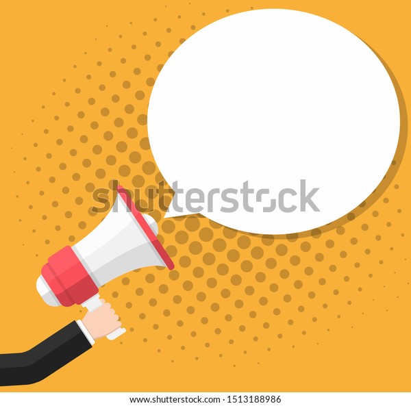 Hand Red Megaphone Blank Round Speech Stock Vector (Royalty Free ...