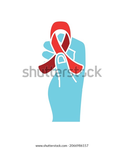 Hand Red Ribbon Vector Icon Stock Vector (Royalty Free) 2066986157 ...