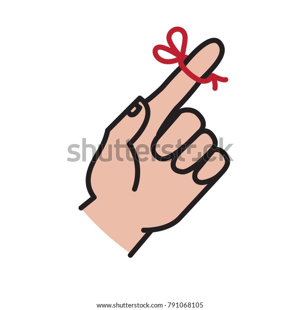 Hand Ribbon Reminder Vector Illustration Icon Stock Vector (Royalty ...