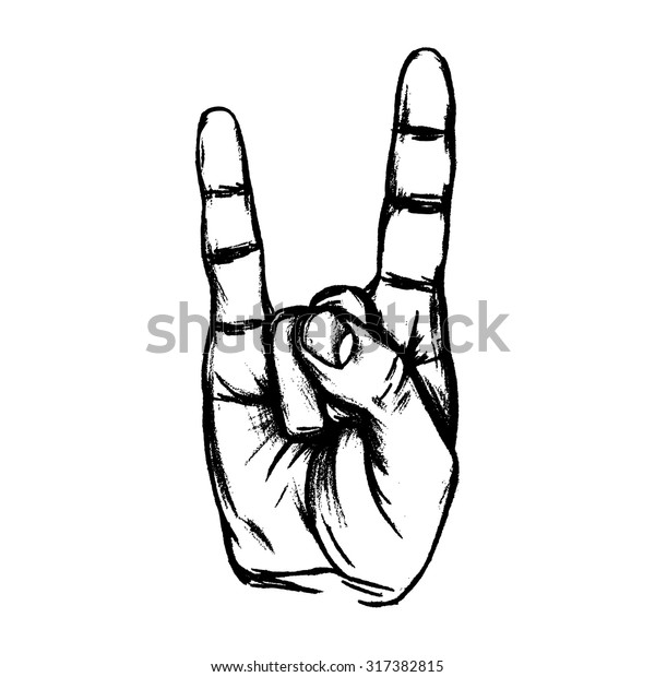 Hand Rock Sign Vector Illustration Stock Vector (Royalty Free) 317382815