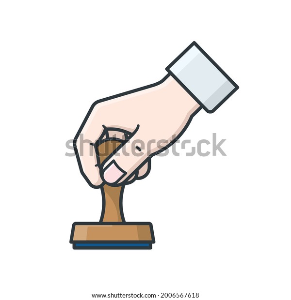 Mano con sello de goma ilustración: vector de stock (libre de regalías ...