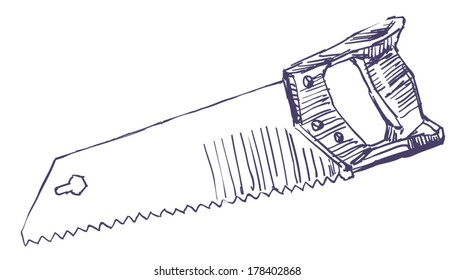 Hand Saw Drawing Isolated On White Stock Vector (Royalty Free) 178402868