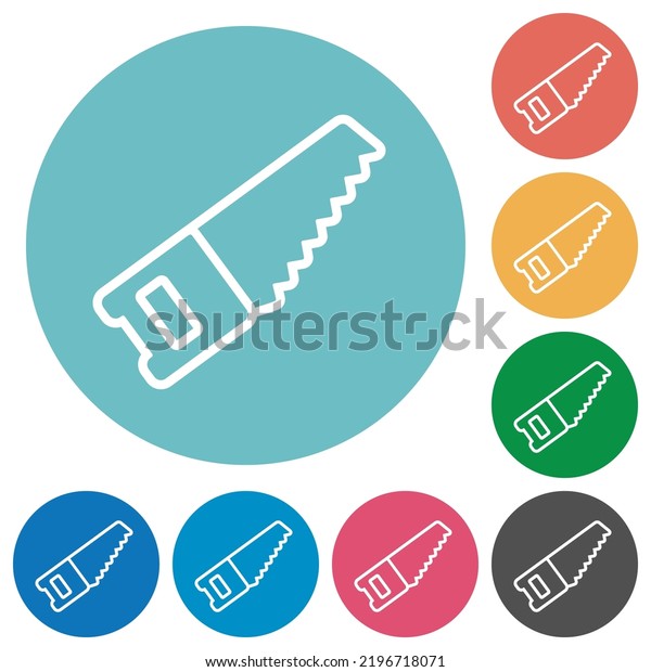Hand Saw Outline Flat White Icons Stock Vector (Royalty Free ...