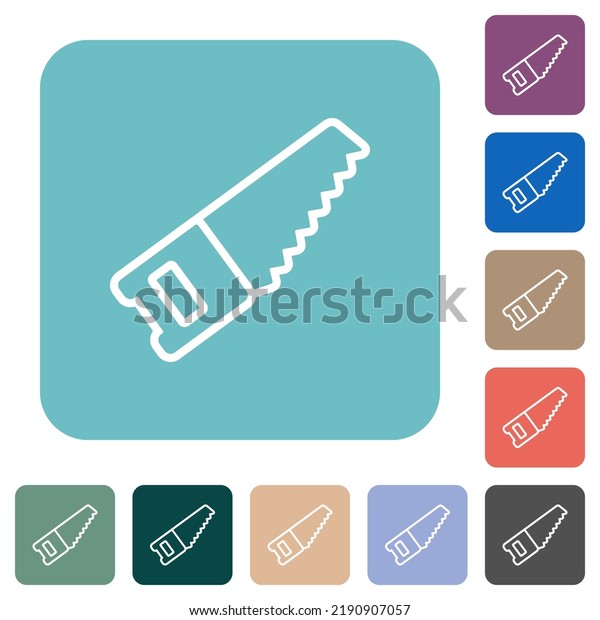 Hand Saw Outline White Flat Icons Stock Vector (Royalty Free ...