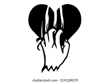 Hand Scratching Black Heart Vector Stock Vector (Royalty Free ...