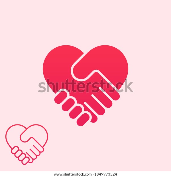 Hand Shake Heart Shaped Icon Vector Stock Vector (Royalty Free ...