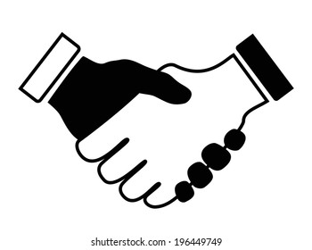 Hand Shake Icon Black White Stock Vector (Royalty Free) 196449749 ...
