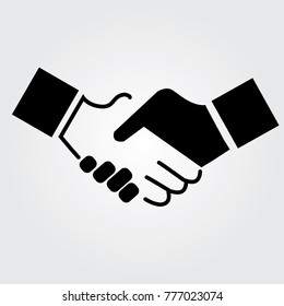 Vektor Stok Hand Shake People Icon Black White (Tanpa Royalti ...