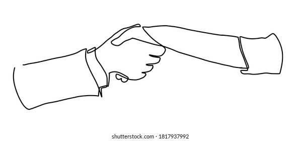 Hand Shaking Hands Continuous Line Vector Stock Vector (Royalty Free ...