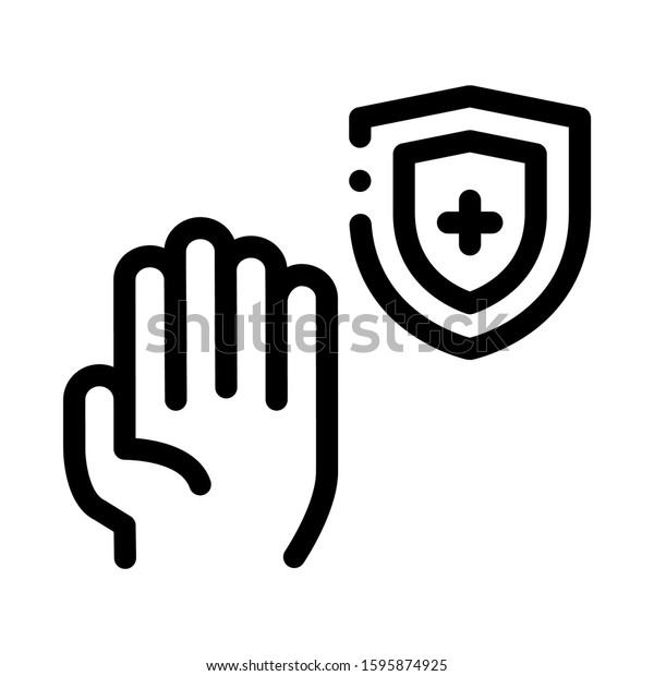 Hand Shield Cross Icon Vector Outline Stock Vector (Royalty Free ...