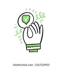 Hand Shield Protection Symbol Hand Drawn Stock Vector (Royalty Free ...