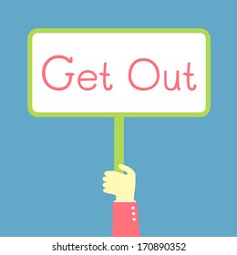 Hand Showing Get Out Banner Stock Vector (Royalty Free) 170890352 ...