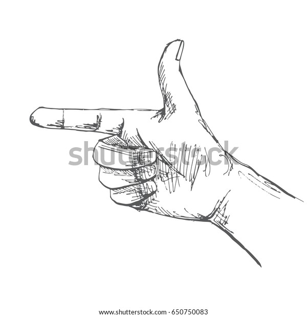 Hand Showing Index Finger Illustration Sketch Stock Vector (Royalty ...