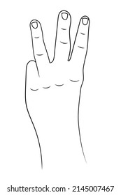 Hand Shows Number Three Sketch Illustration Stock Vector (Royalty Free ...