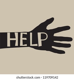 Hand Sign Help Vector Illustration Stock Vector (Royalty Free) 119709142