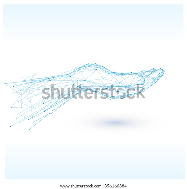 Hand Sign Iconpolygonal Blue Hands Vector 스톡 벡터(로열티 프리) 356166884 ...