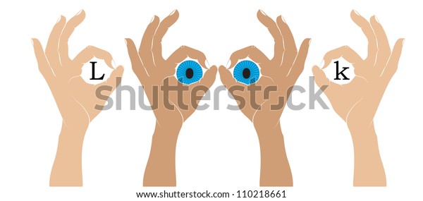 Hand Sign Ok Eyes Vector Silhouette Stock Vector (Royalty Free ...