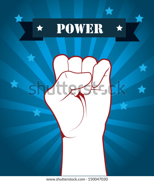 Hand Signal Power Over Blue Background Stock Vector (Royalty Free ...