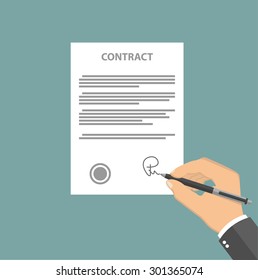 Contractdocument Signing Hand Signing Contract Simple Stock Vector ...